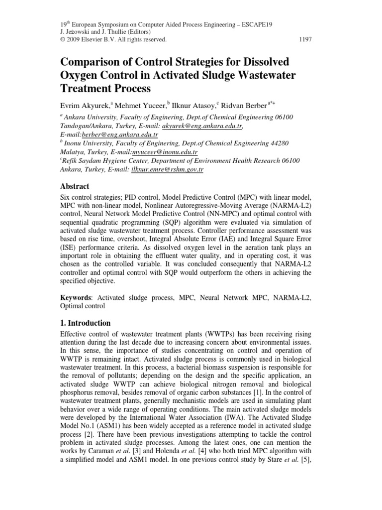Comparison of Control Strategies For Dissolved Oxygen Control in Activated Sludge Wastewater ...