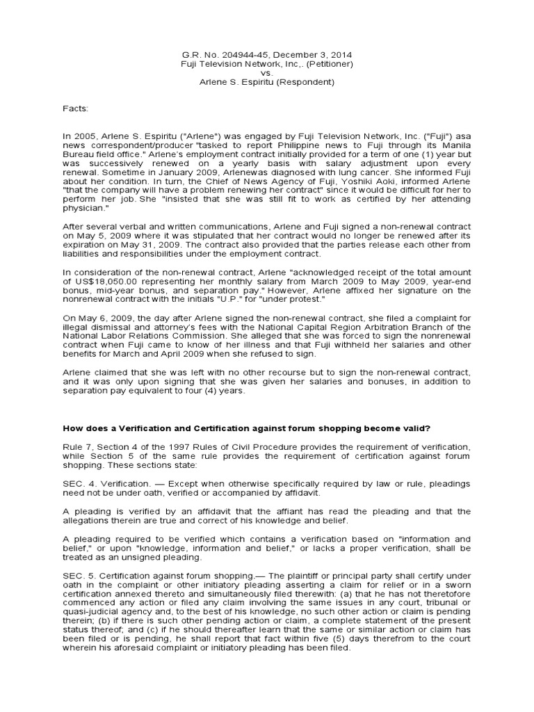 How Does A Verification and Certification Against Forum Shopping Become ...
