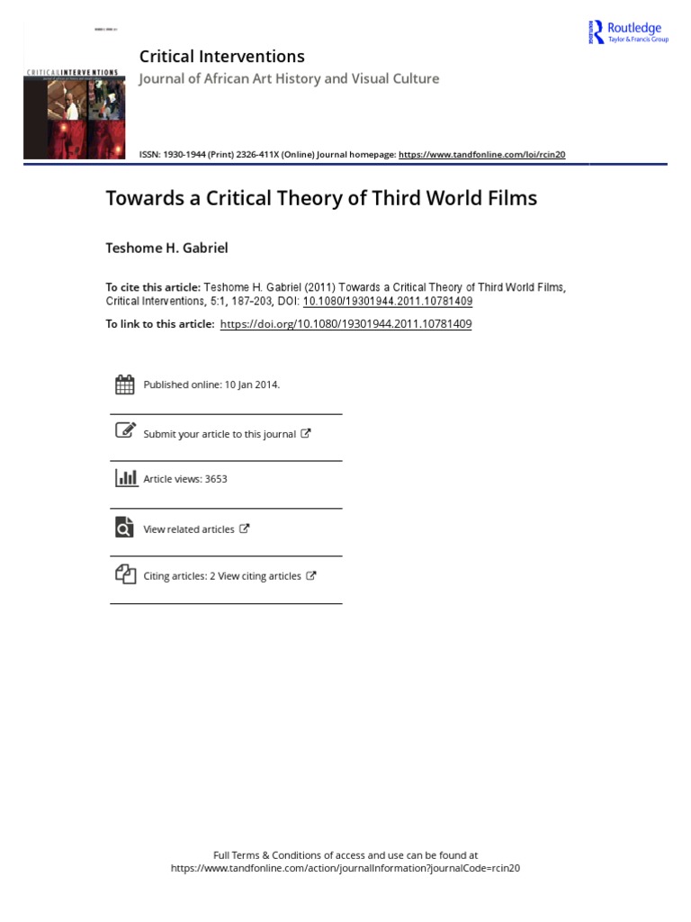 Towards A Critical Theory of Third World Films | PDF | Time ...