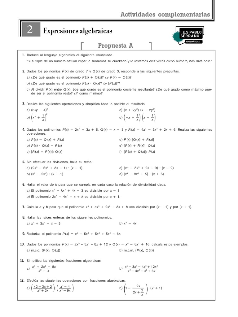 Tema2 Polinomios Complem | PDF | Matemáticas discretas | Álgebra abstracta