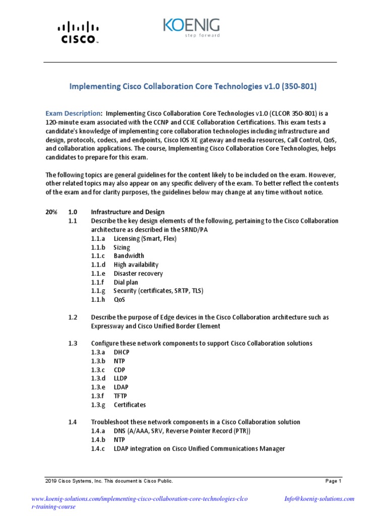 Implementing Cisco Collaboration Core Technologies v1.0 (350-801) | PDF | Session Initiation ...