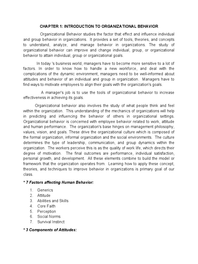 Human Behavior-Lesson (Chapter 1 To 4) | PDF | Motivation | Motivational