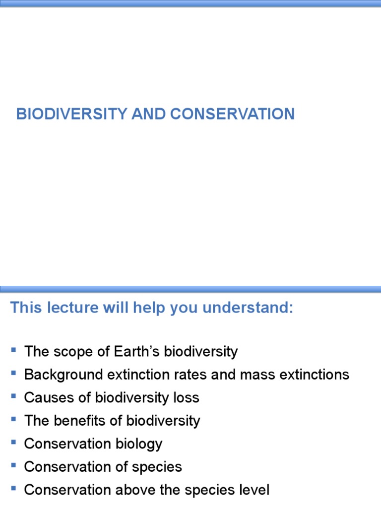 Biodiversity and Conservation | PDF | Biodiversity | Conservation Biology