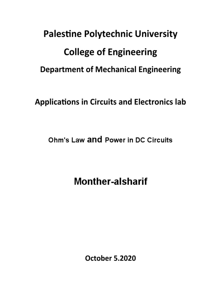 Palestine Polytechnic University | PDF | Voltage | Resistor
