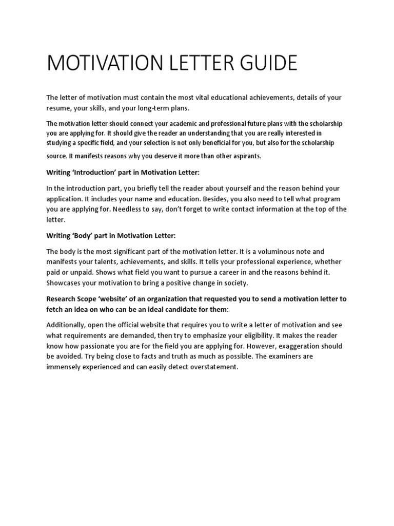 Motivation Letter Guide | PDF | Motivation | Motivational