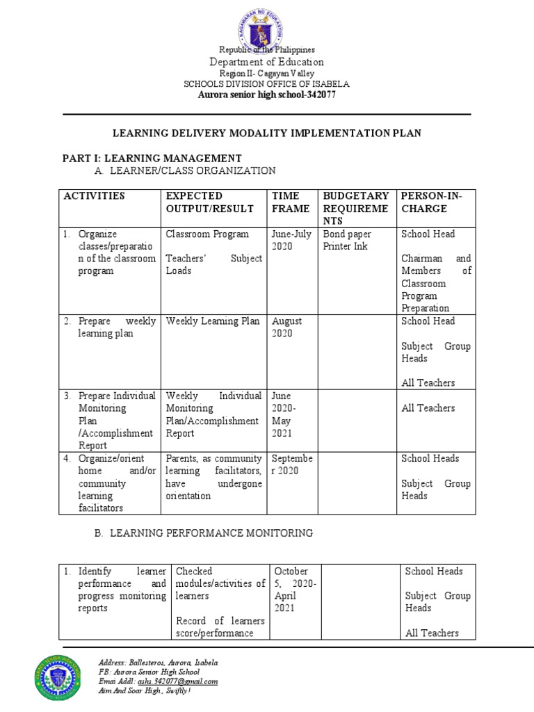 LDM Implementation Plan | PDF | Behavior Modification | Learning