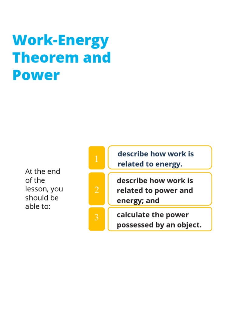 Work - Energy Theorem and Power | PDF | Kinetic Energy | Horsepower