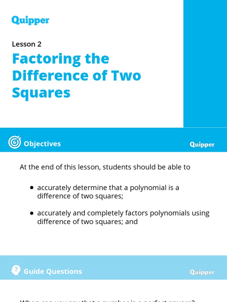 Factoring Difference of Two Squares | PDF | Factorization | Polynomial