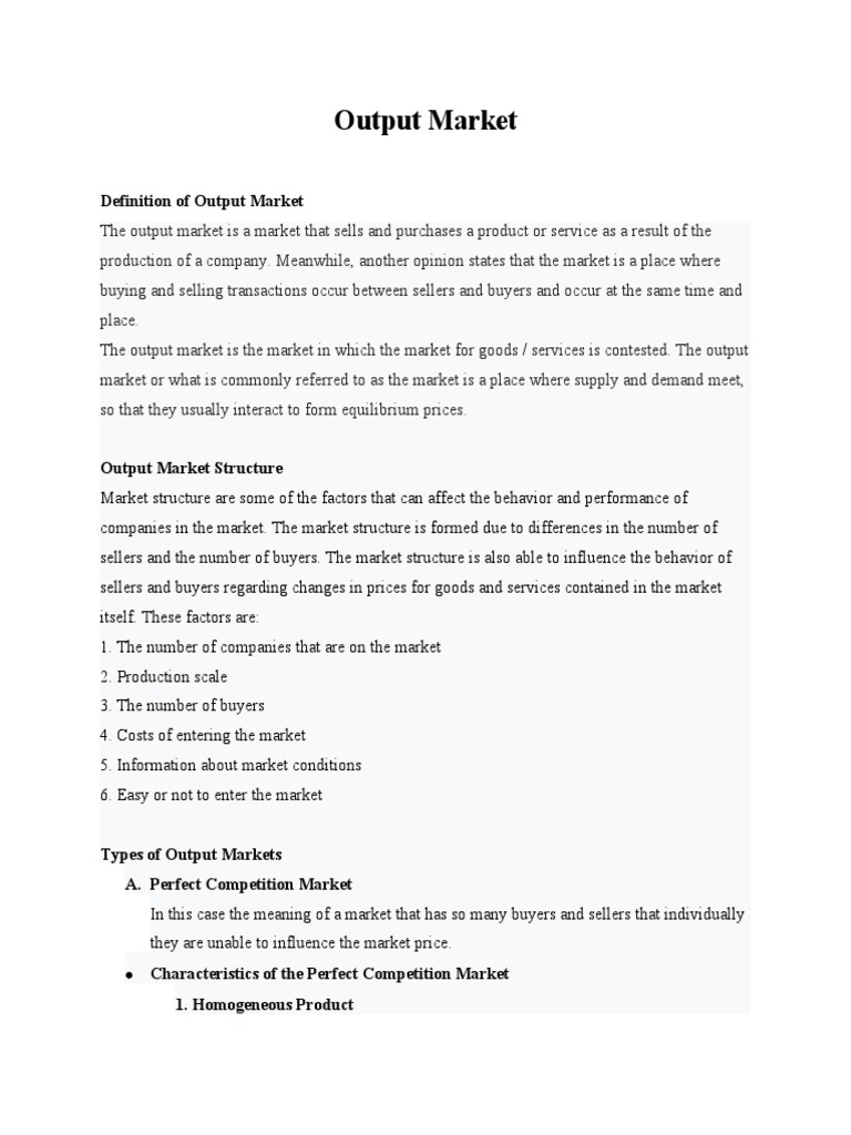 Output Market (Pasar Output) | PDF | Perfect Competition | Market ...