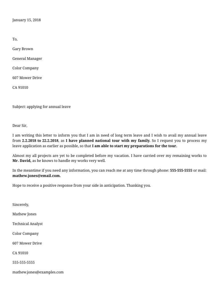 Leave Application Letter PDF | PDF