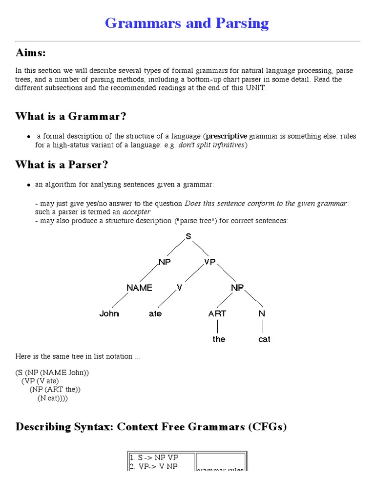 Formal Grammars and Parsing | PDF | Parsing | Syntax (Logic)