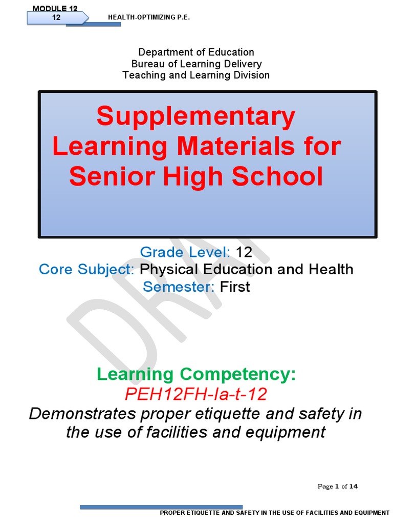 Supplementary Learning Materials For Senior High School | PDF ...