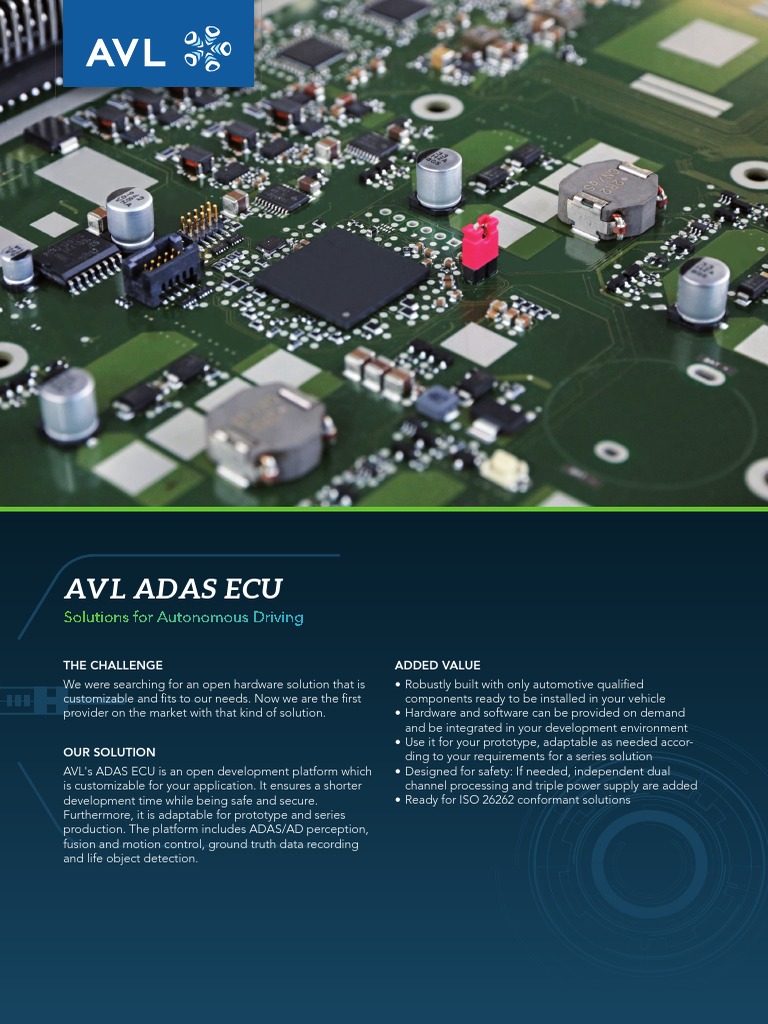 Avl Adas Ecu: Solutions For Autonomous Driving | PDF | System On A Chip | Software