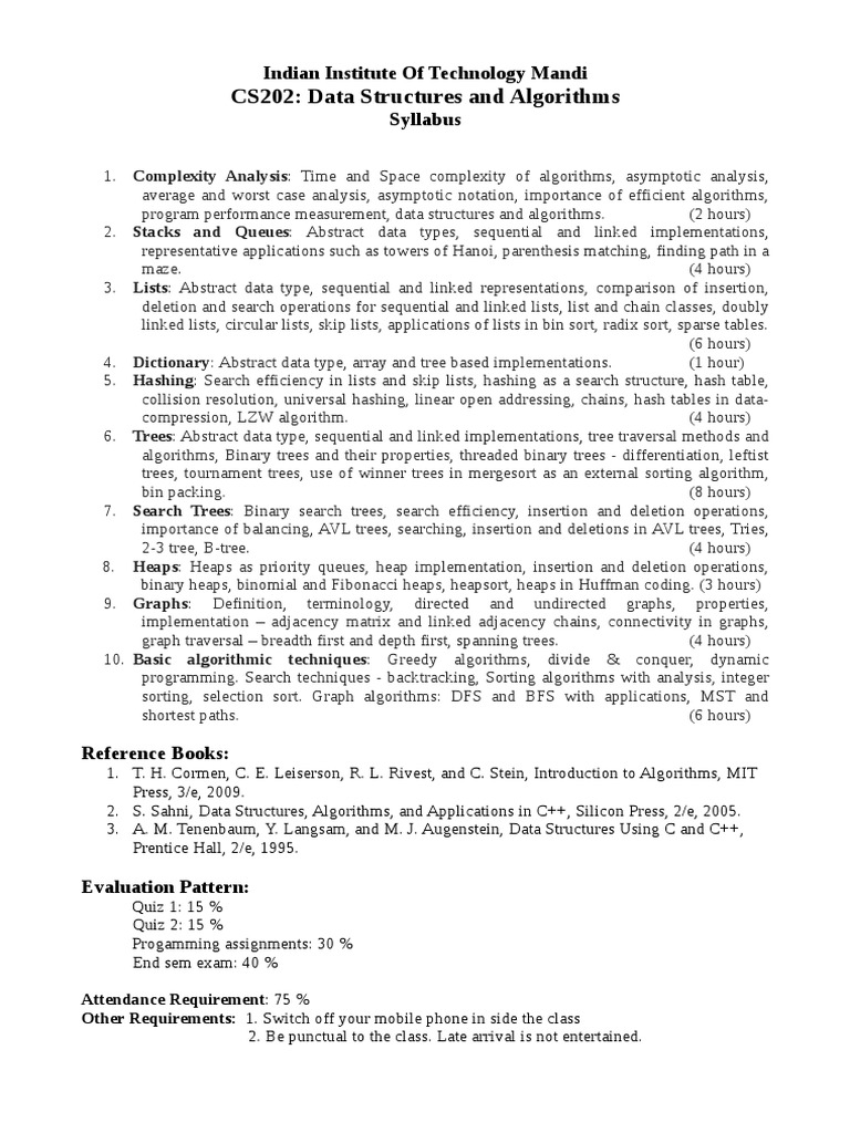 CS202: Data Structures and Algorithms: Indian Institute of Technology ...