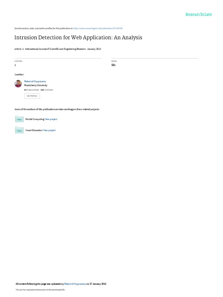 Intrusion Detection For Web Application: An Analysis | Download Free PDF | World Wide Web ...