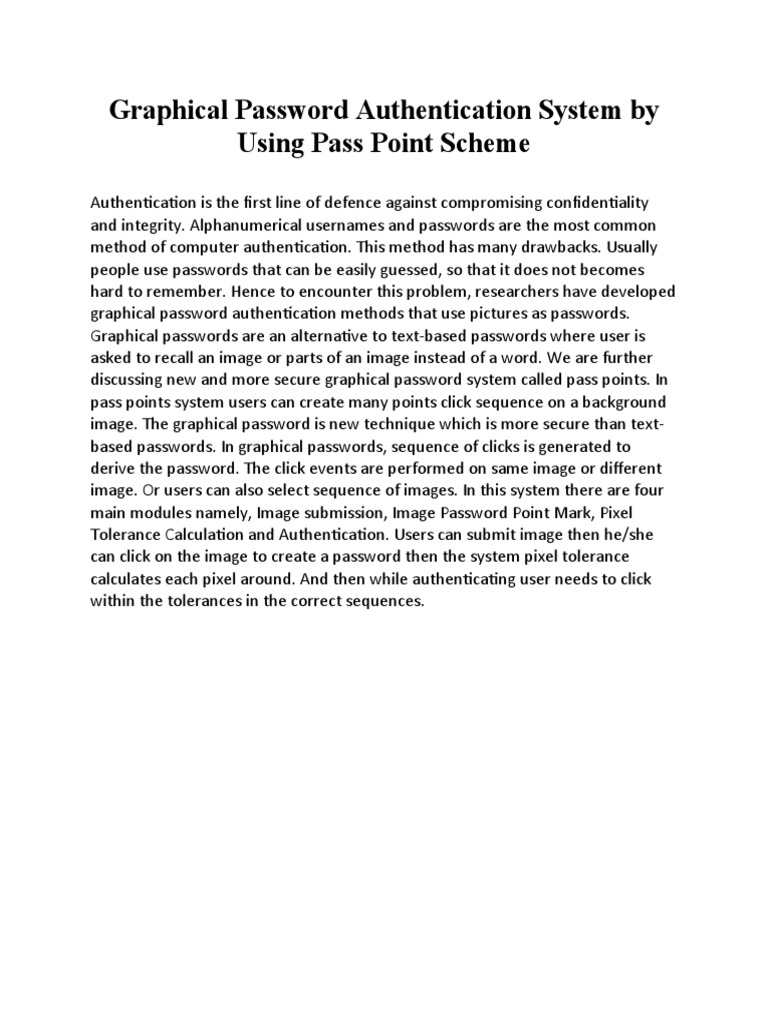 Pass Point Scheme Based Graphical Password | Descargar gratis PDF | Password | User (Computing)