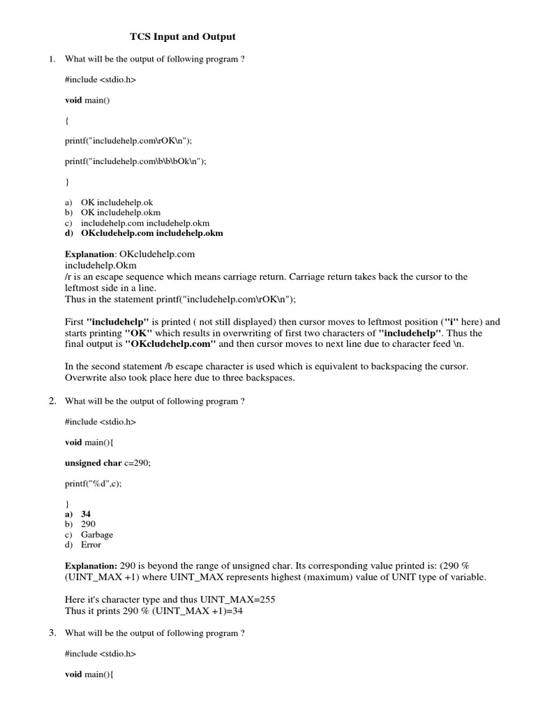 Tcs Input And Output Pdf Integer Computer Science Theoretical Computer Science