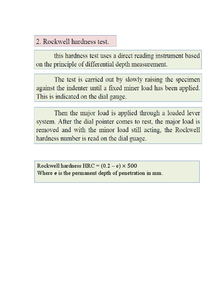 Rockwell Hardness Calculation Formula | PDF