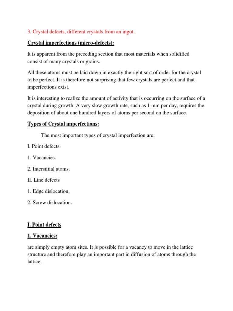 5 Crystalline Defects, Different Crystals From An Ingot | PDF ...