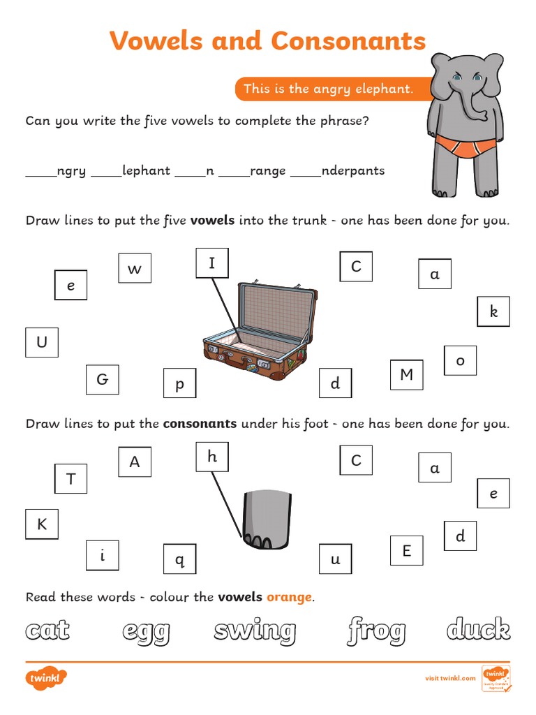 Vowels and Consonants Activity | PDF