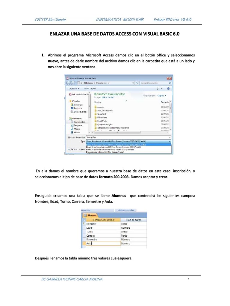 Enlazar Una Base de Datos Access Con Visual Basic PDF | PDF | Active X Data Objects | Microsoft