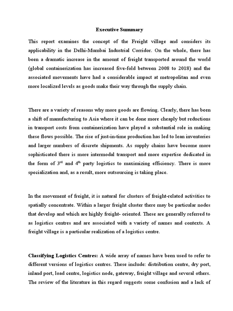 Executive Summary: RD TH | PDF | Cargo | Logistics