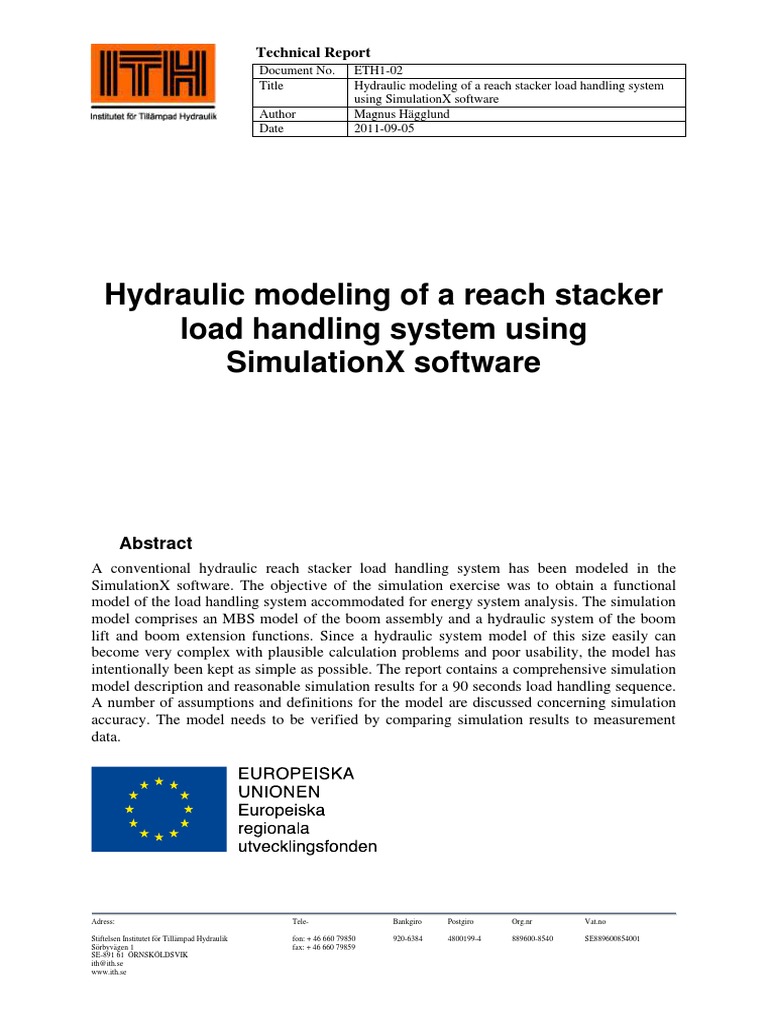 Hydraulic Modeling of Reach Stacker | PDF | Pump | Simulation