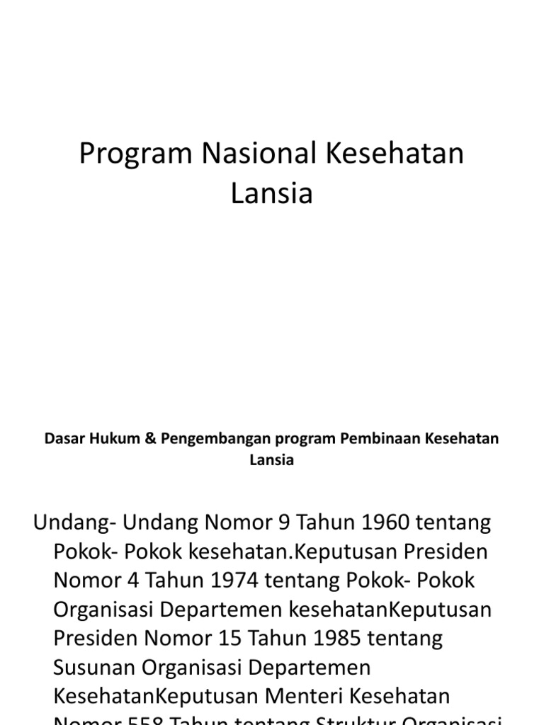 Program Nasional Kesehatan Lansia | PDF