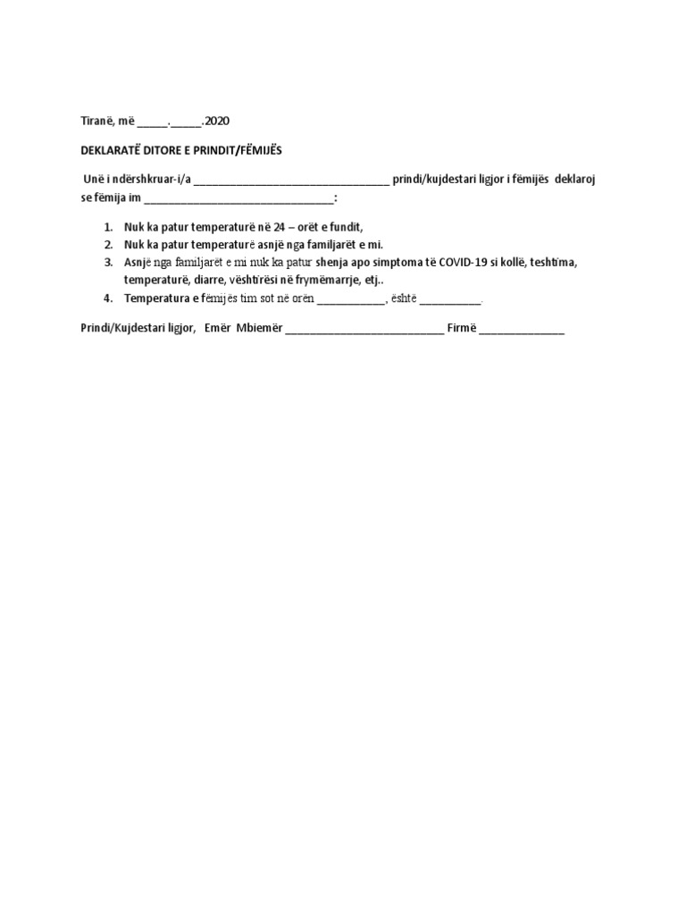 10 - Deklarata Ditore e Prindit | PDF