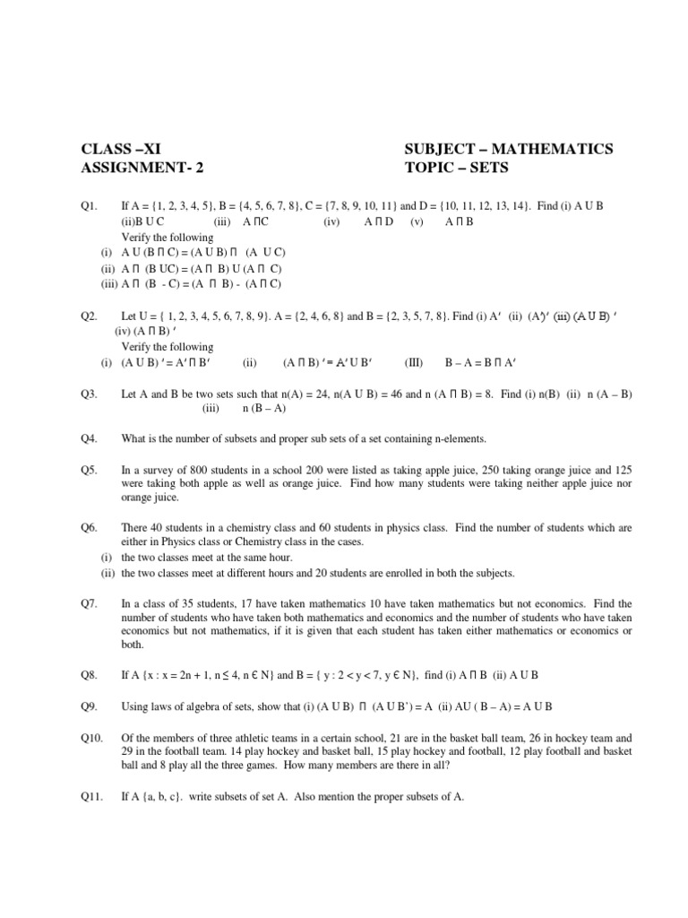 CBSE Class 11 Mathematics Worksheet (2) - 3 | PDF | Logic | Teaching ...