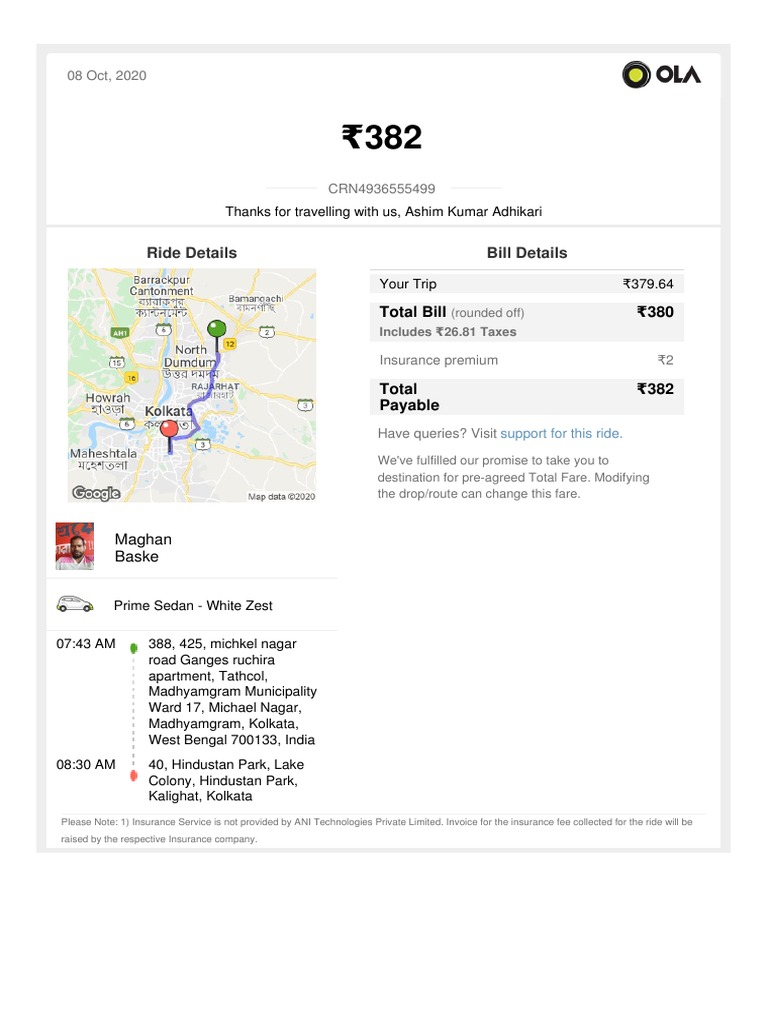 Ola Receipt PDF | PDF | Payments | Taxes