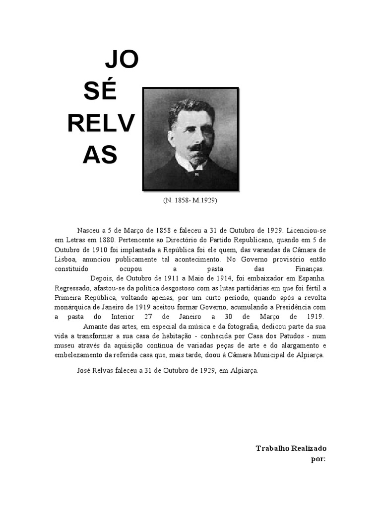 Biografia José Relvas | PDF | Turismo