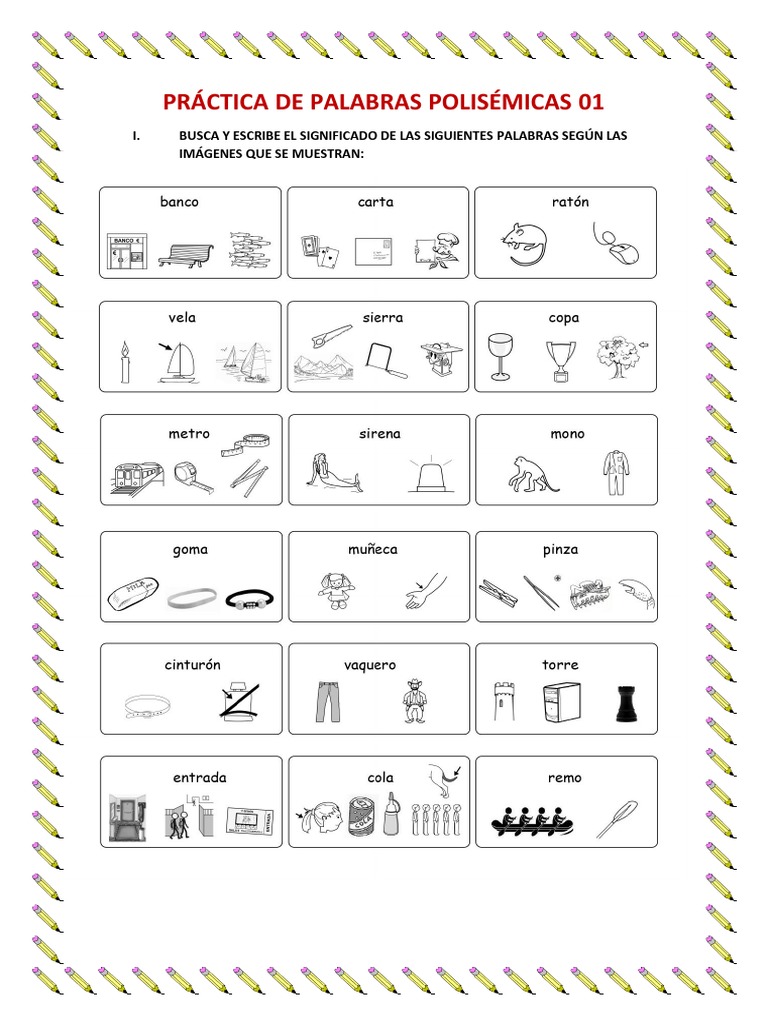 Práctica de Palabras Polisémicas 01 | PDF