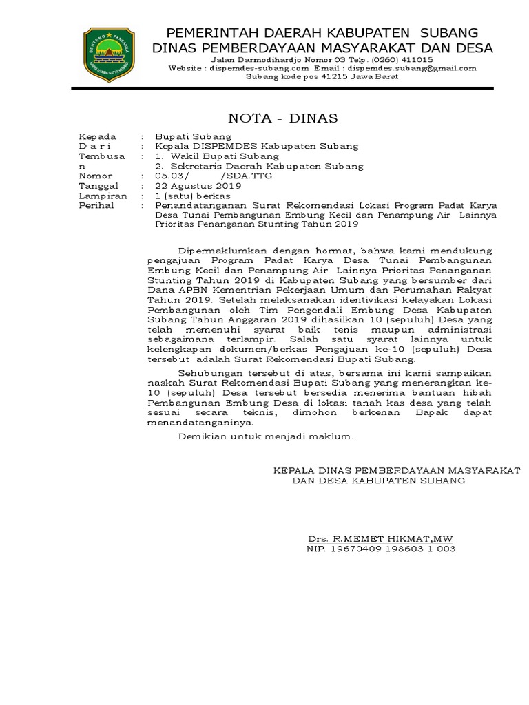 #Rekom Bupati Embung PUPR | PDF