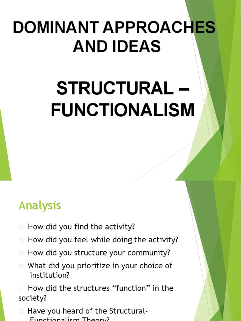Dominant Approaches and Ideas: Structural - Functionalism | PDF ...