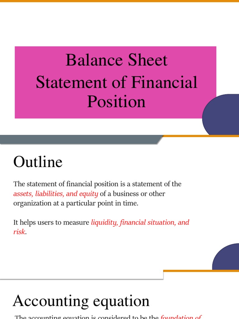 Balance Sheet Statement of Financial Position | PDF | Balance Sheet ...