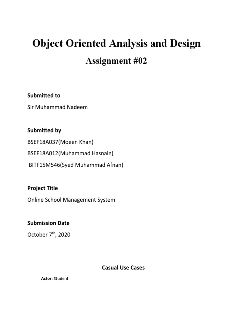 Object Oriented Analysis and Design: Assignment #02 | PDF | User ...