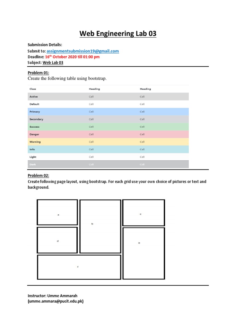 Web Engineering Lab 03: Create The Following Table Using Bootstrap | PDF