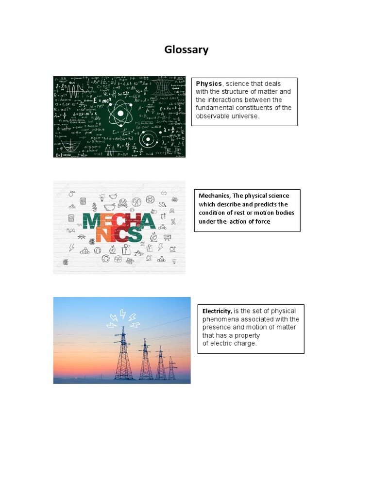 A Comprehensive Glossary of Key Physics Concepts and Their Definitions ...