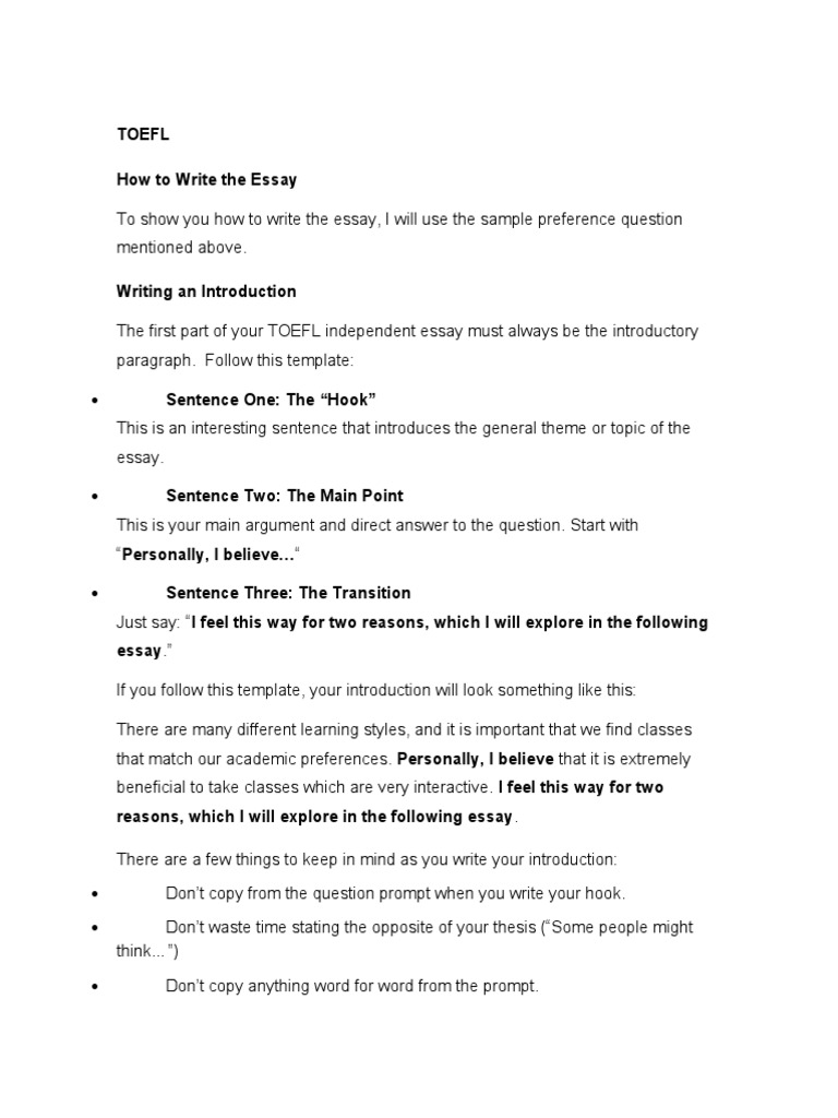 Toefl Essay Writing | PDF | Essays | Reason