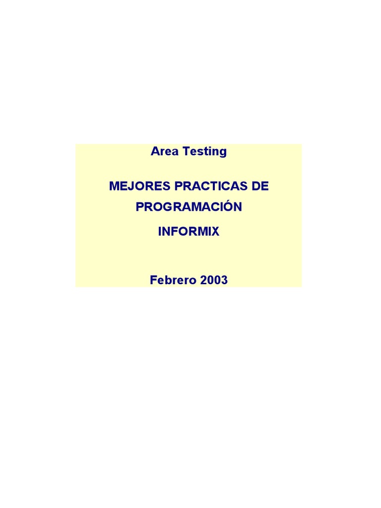 Mejores Practicas de Programacion Informix | PDF | SQL | Servidor ...