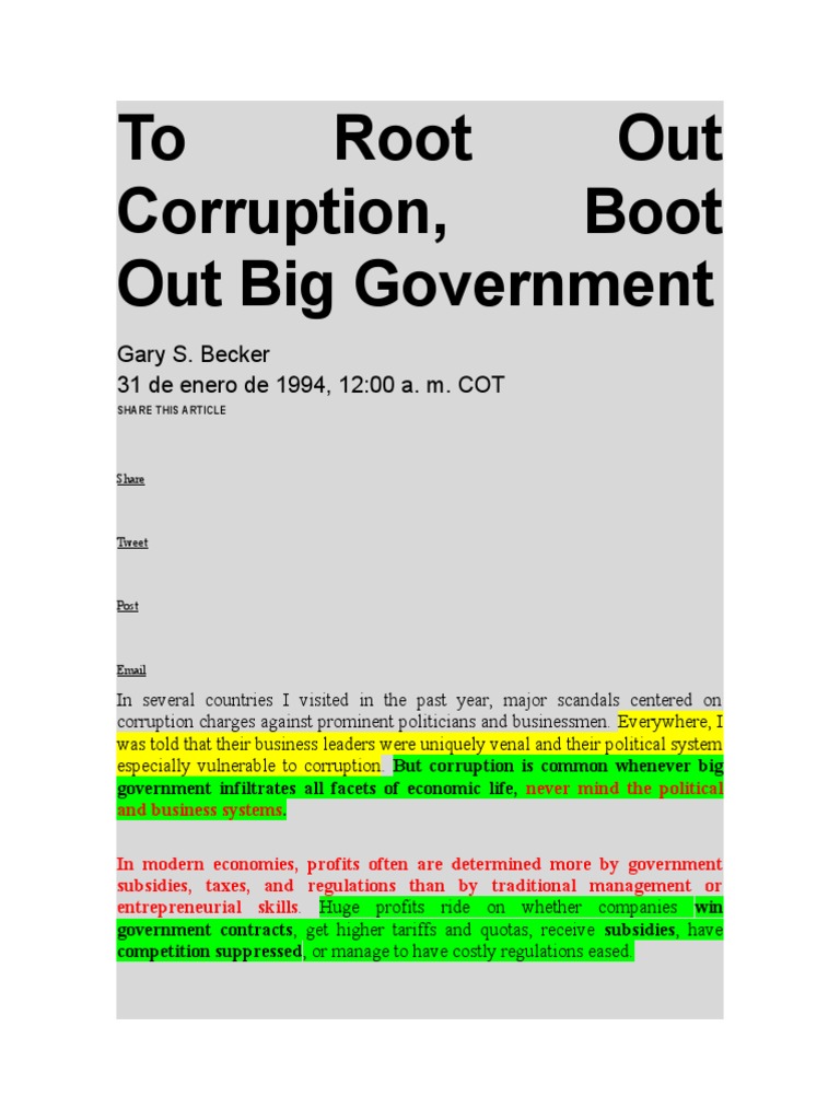 To Root Out Corruption | PDF | Corruption | Bribery
