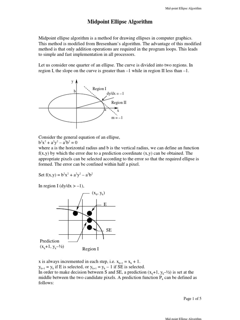 Midpoint Algorithm For Ellipse Pdf Mathematical Objects Geometry 7298