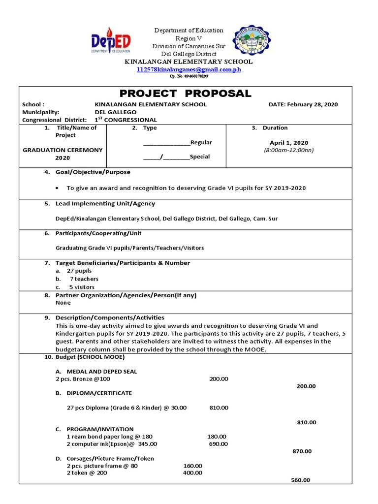 ACTIVITY PROPOSAL For Graduation KES | PDF | Behavior Modification | Learning