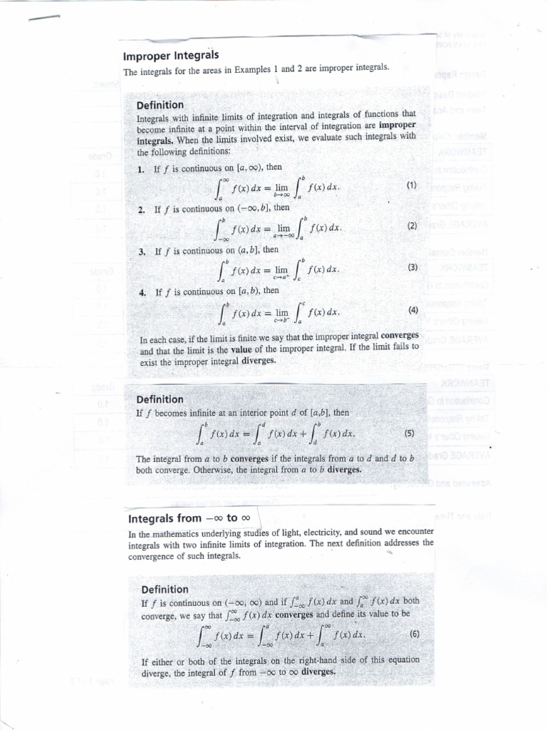 Improper Integrals | PDF