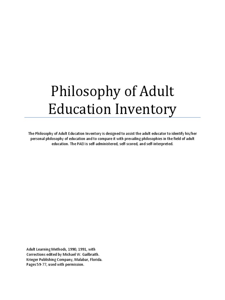 Philosophy of Adult Education Inventory PDF | PDF | Learning | Teachers