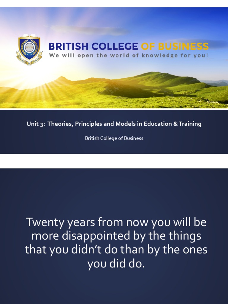 Unit 3: Theories, Principles and Models in Education & Training | PDF ...