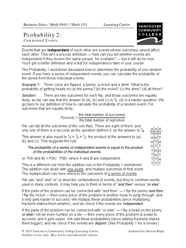 Probability 2:: Compound Events | PDF | Probability | Teaching Mathematics