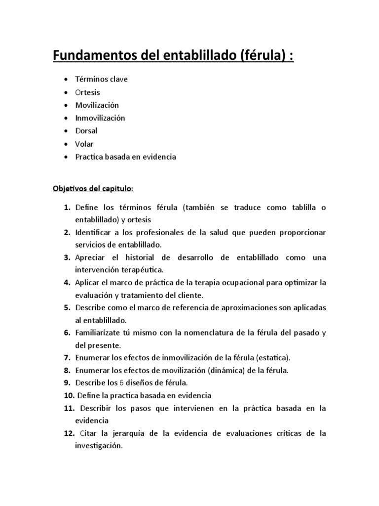 Fundamentos Del Entablillado | PDF | Terapia ocupacional | Articulación