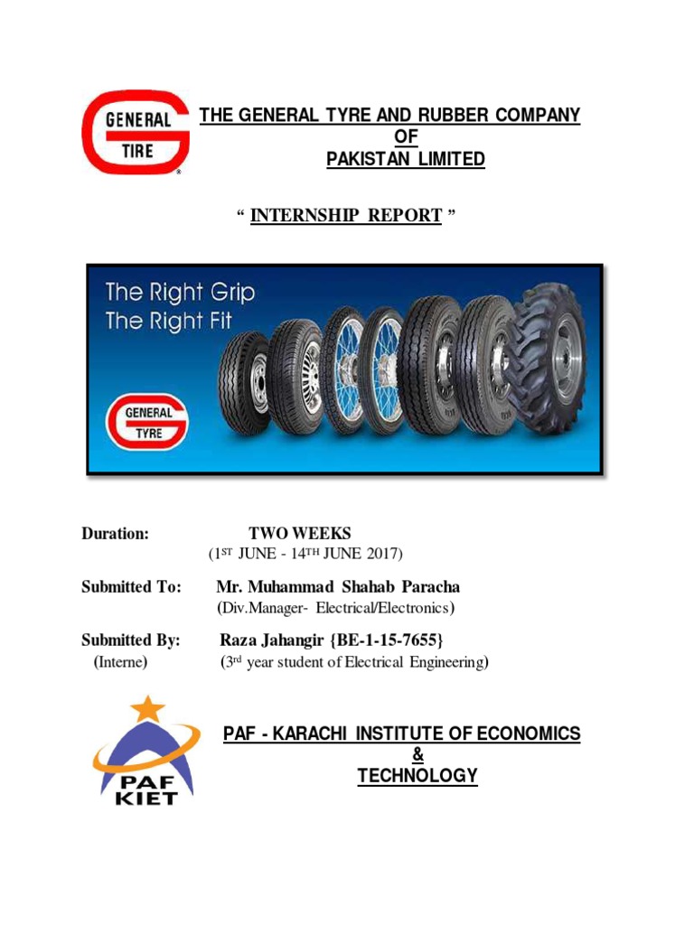 " Internship Report ": The General Tyre and Rubber Company OF Pakistan ...